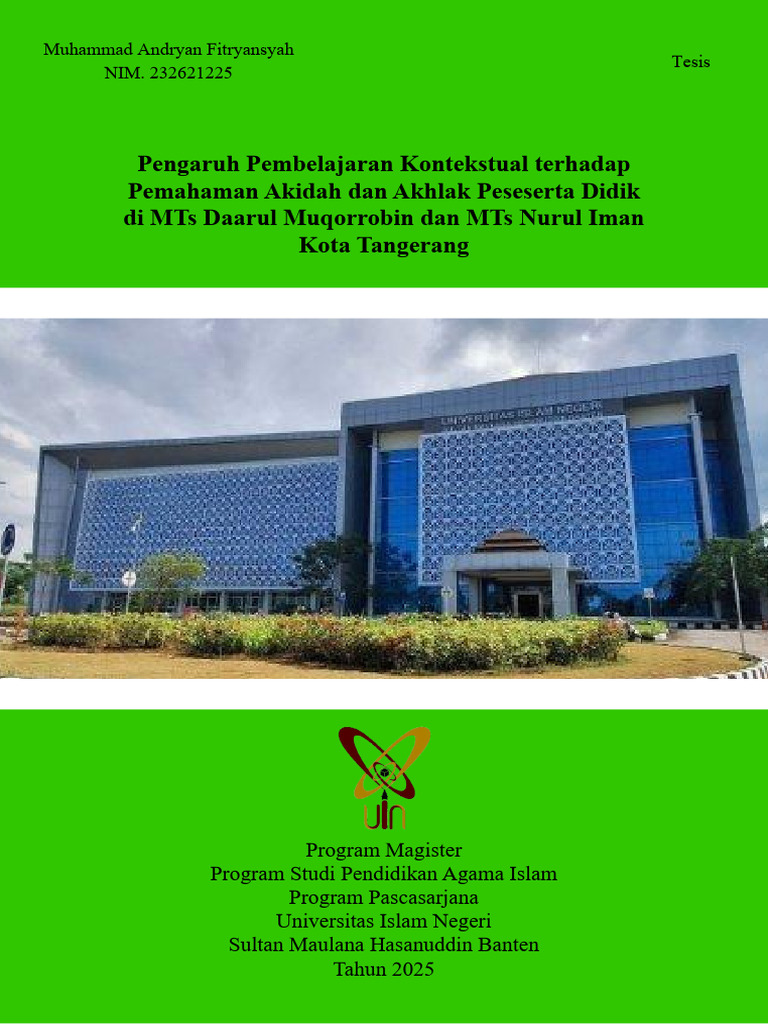 PENgaruh Pembelajaran Kontekstual Terhadap Pemahaman Akidah Dan Akhlak ...