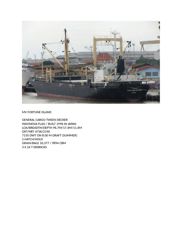 MV Fortune Island Specifications | PDF