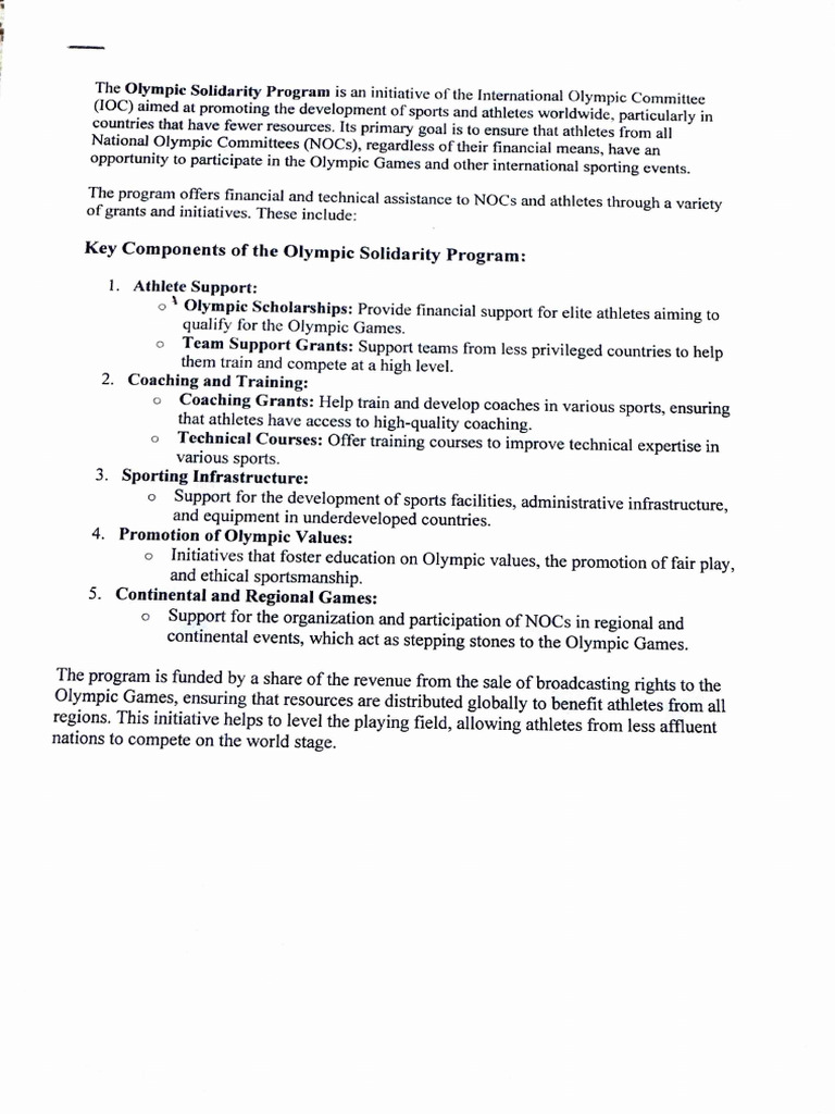 Olympic Solidarity Program Overview | PDF | Sports | Olympic Games
