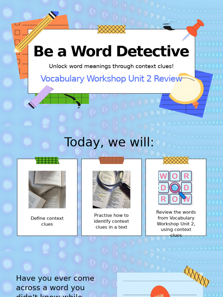 Week 8 - Vocabulary Workshop Unit 2 Vocabulary Review Fun With Context ...