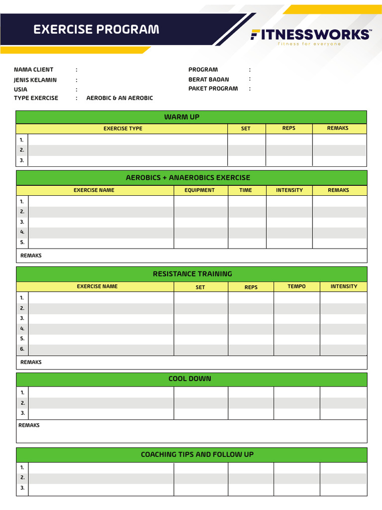 Work Out Plan - Fitnessworks-1 | PDF
