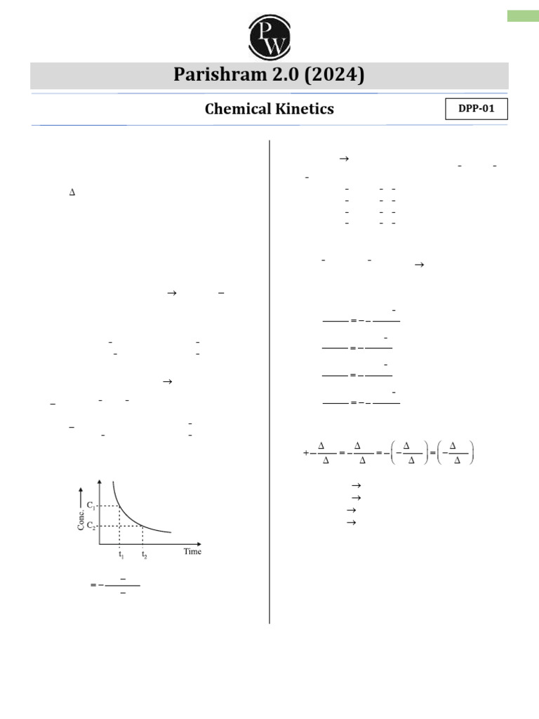 Chemical Kinetics - DPP 01 (Of Lecture 02) | PDF | Chemical Kinetics | Chemical Reactions