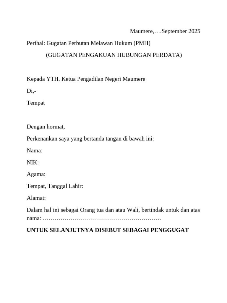 Gugatan PMH Pengakuan Hubungan Perdata | PDF