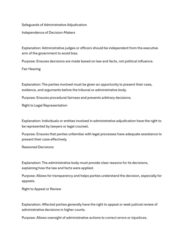 Safeguards in Administrative Adjudication | PDF | Government ...