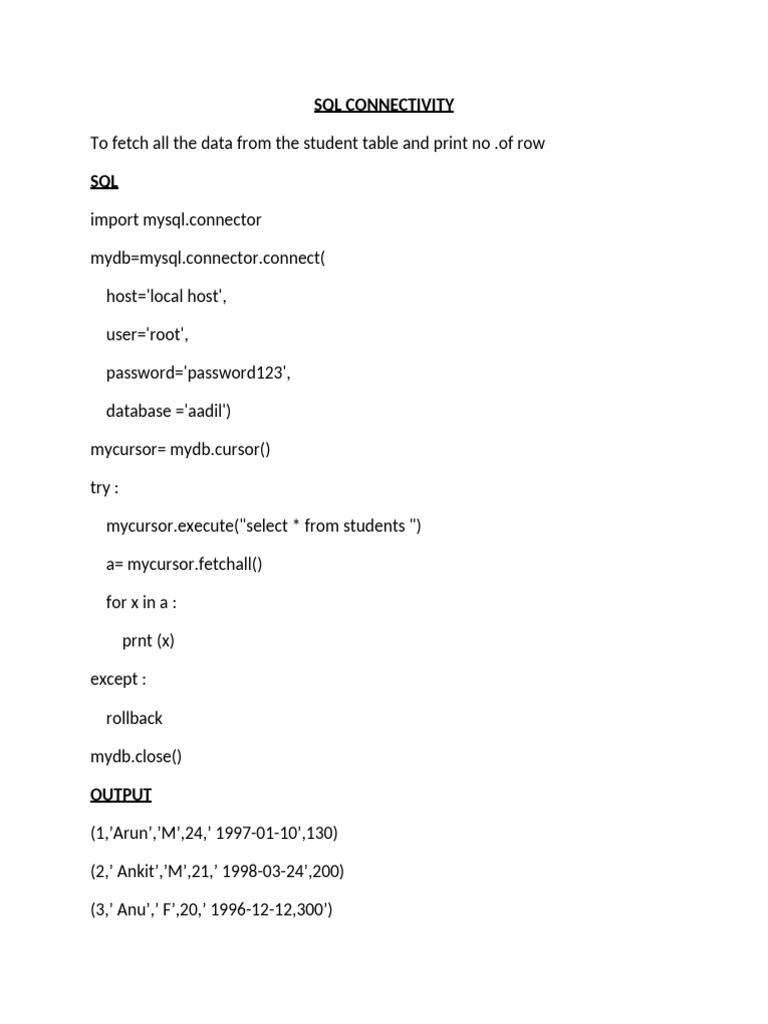 SQL Connectivity | PDF