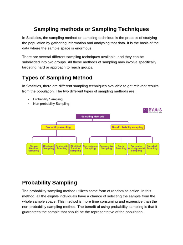 Sampling Methods or Sampling Techniques | PDF | Sampling (Statistics) | Applied Mathematics