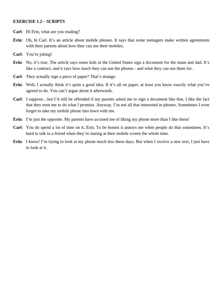 Exercise 1.2 Scripts | PDF
