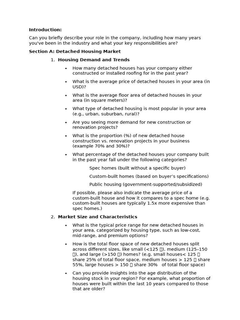 Indonesia Detached Houses and Roofing Questionnaire | PDF | Roof ...