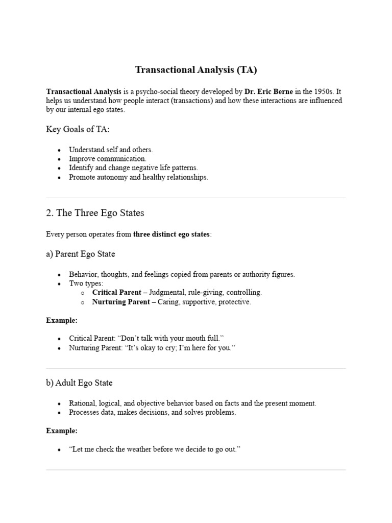 Understanding Transactional Analysis Concepts | PDF | Psychology ...