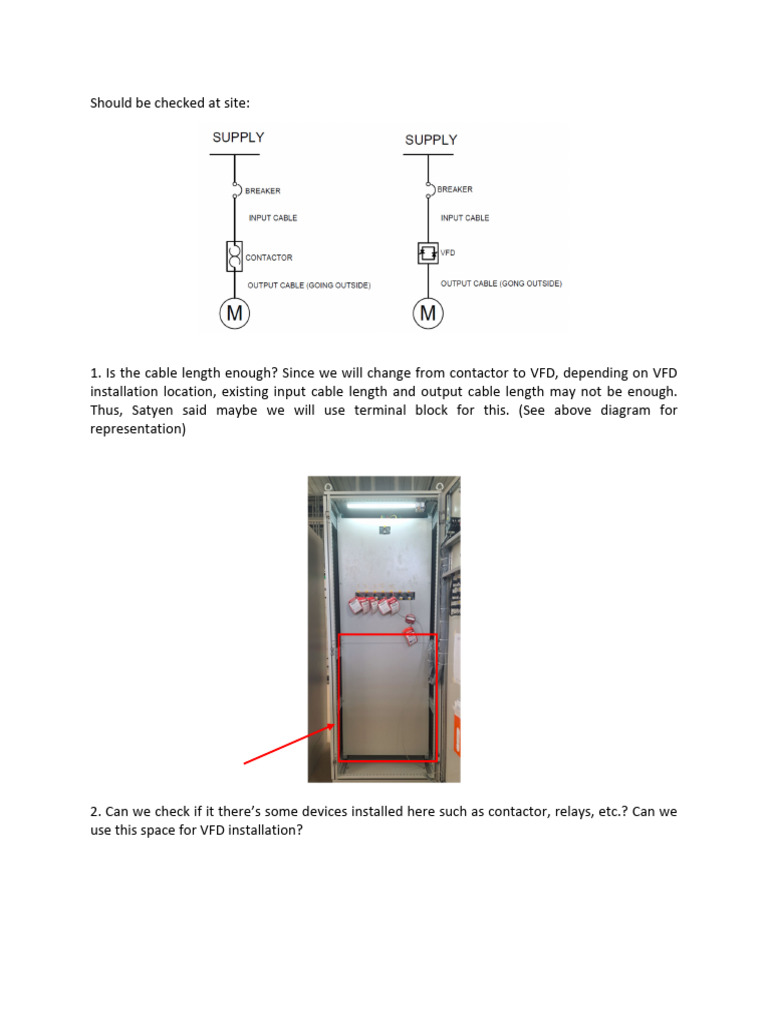 VFD Installation Cable and Space Check | PDF