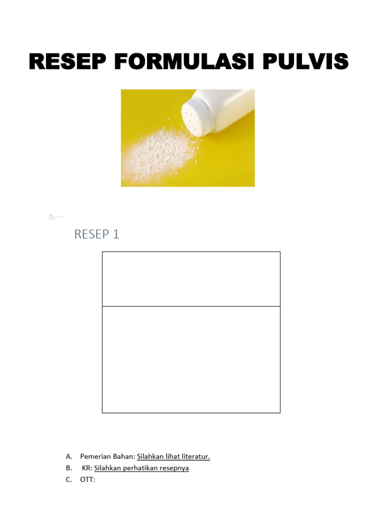 Resep Formulasi Pulvis Obat Topikal | PDF