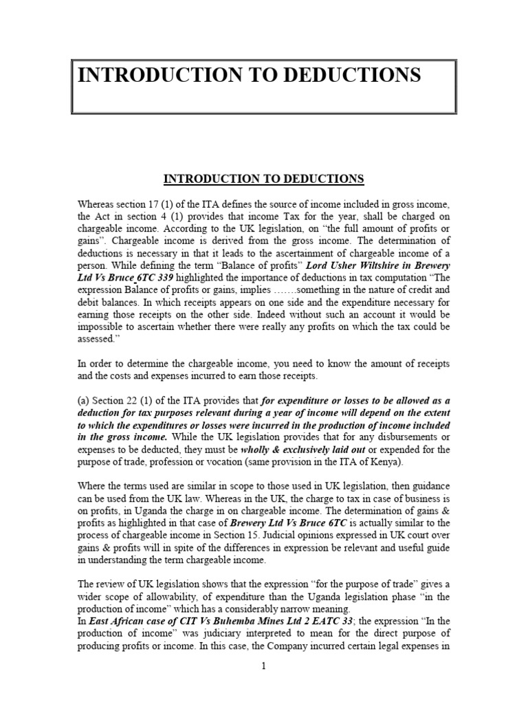 LDC TAX PRACTICE - INTRODUCTION TO BUSINESS DEDUCTIONS NOTES - PDF ...