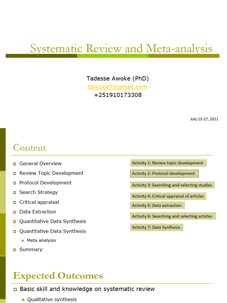 Systematic Review and Meta-Analysis Guide | PDF | Systematic Review ...