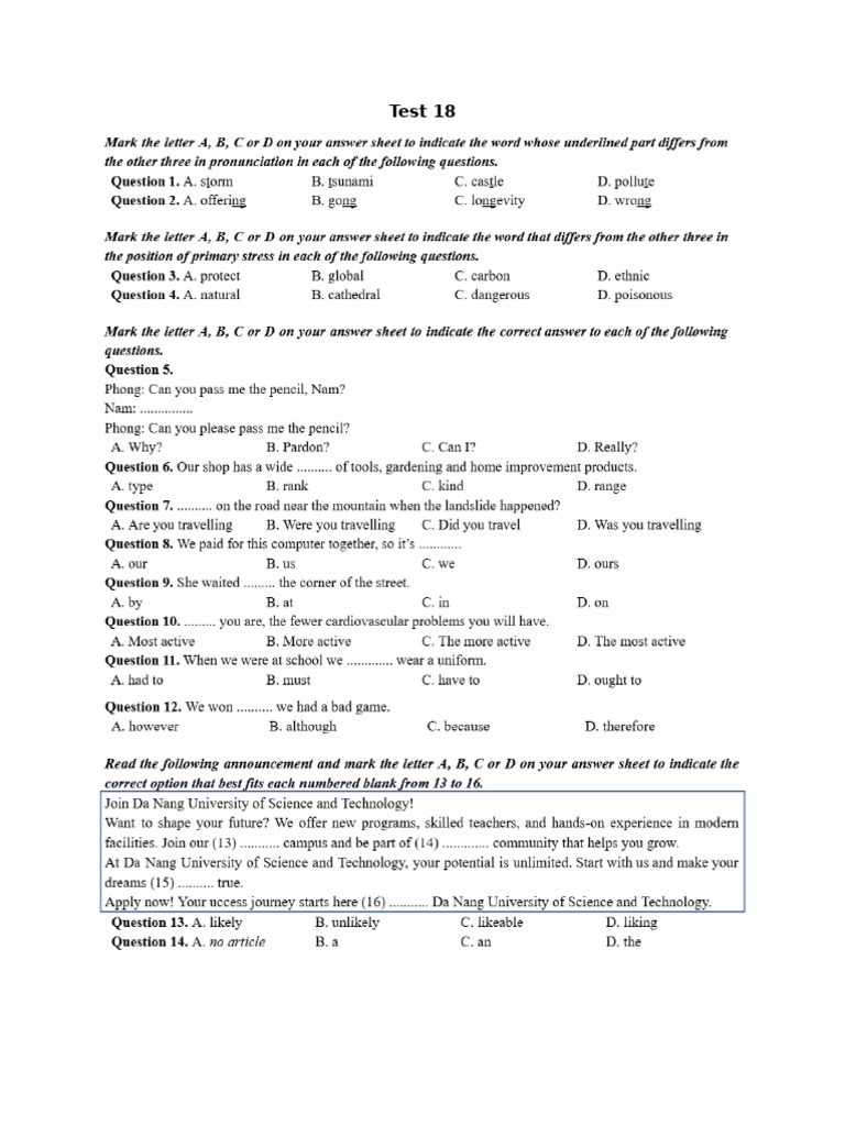 Test 18 | PDF