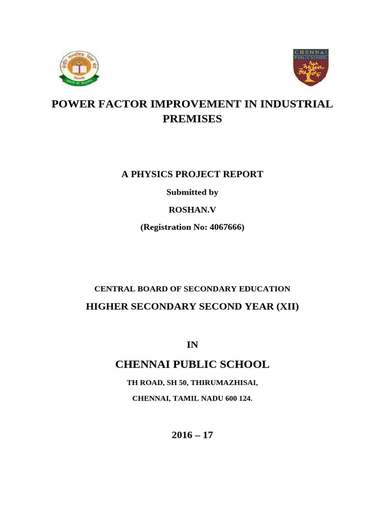 Power Factor Improvement Project Report | PDF | Computing