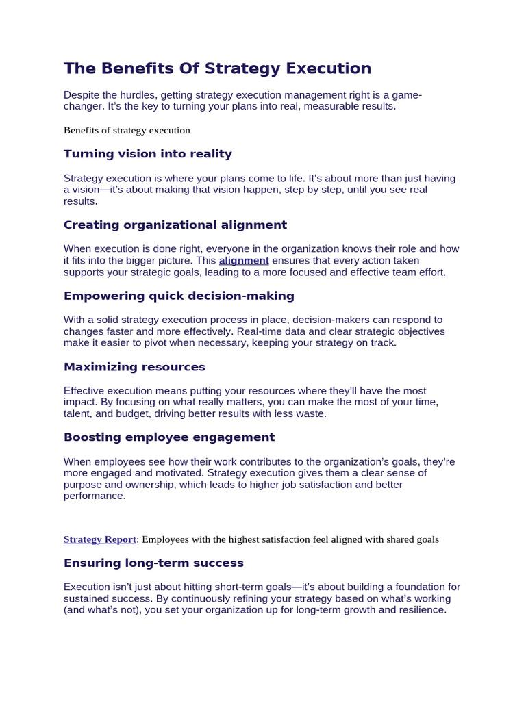 The Benefit Strategy Execution | PDF | Strategic Planning | Goal