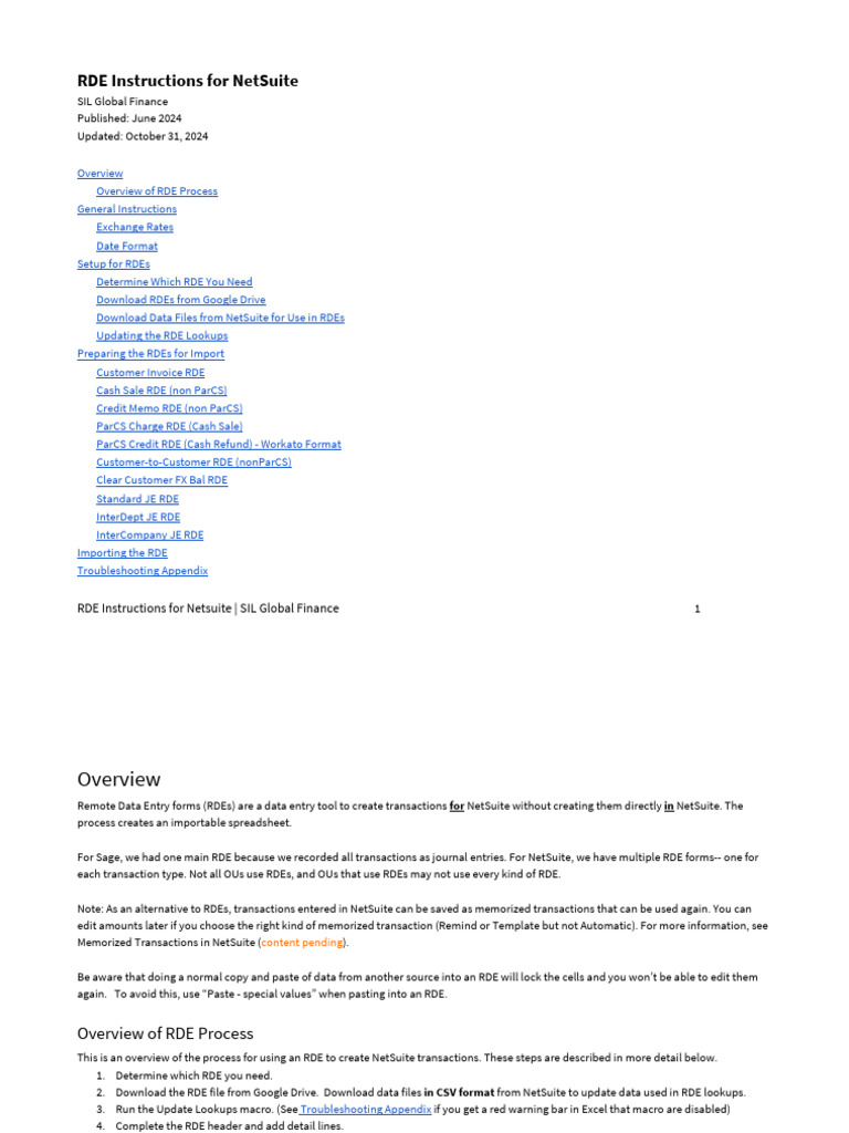 RDE Instructions For Netsuite | PDF | Invoice | Computer File