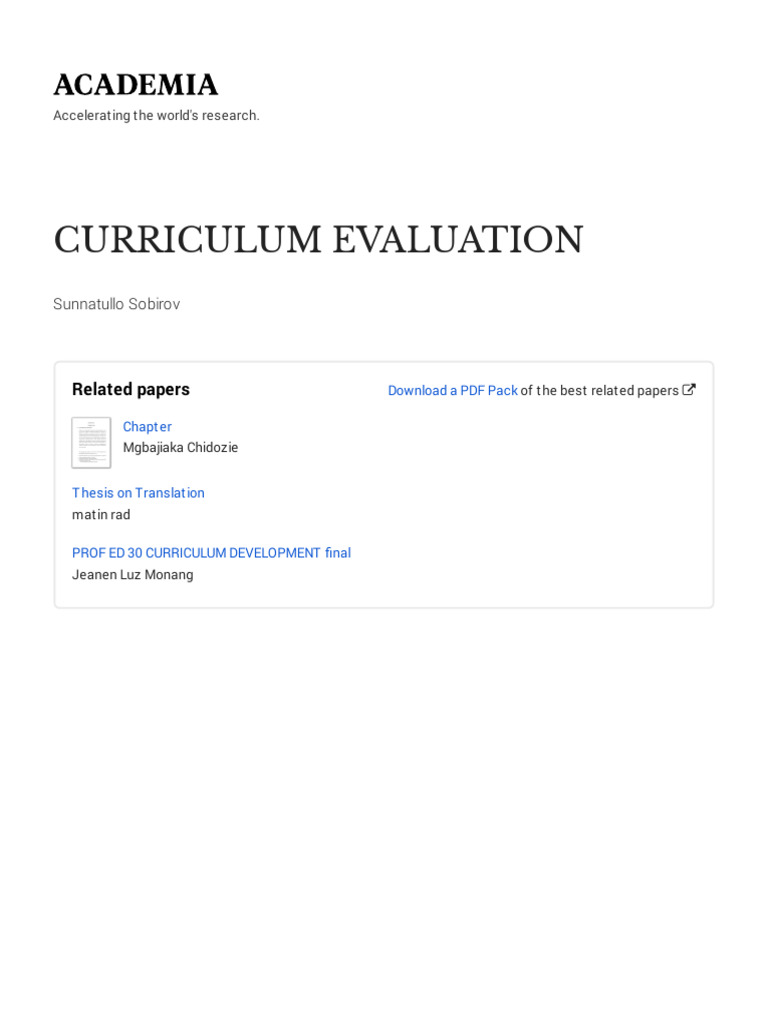 Curriculum Evaluation With Cover Page v2 | PDF | Curriculum | Evaluation
