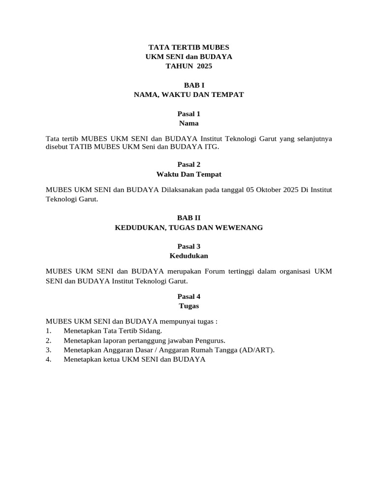 Tatib Mubes Seni Periode 2022 | PDF
