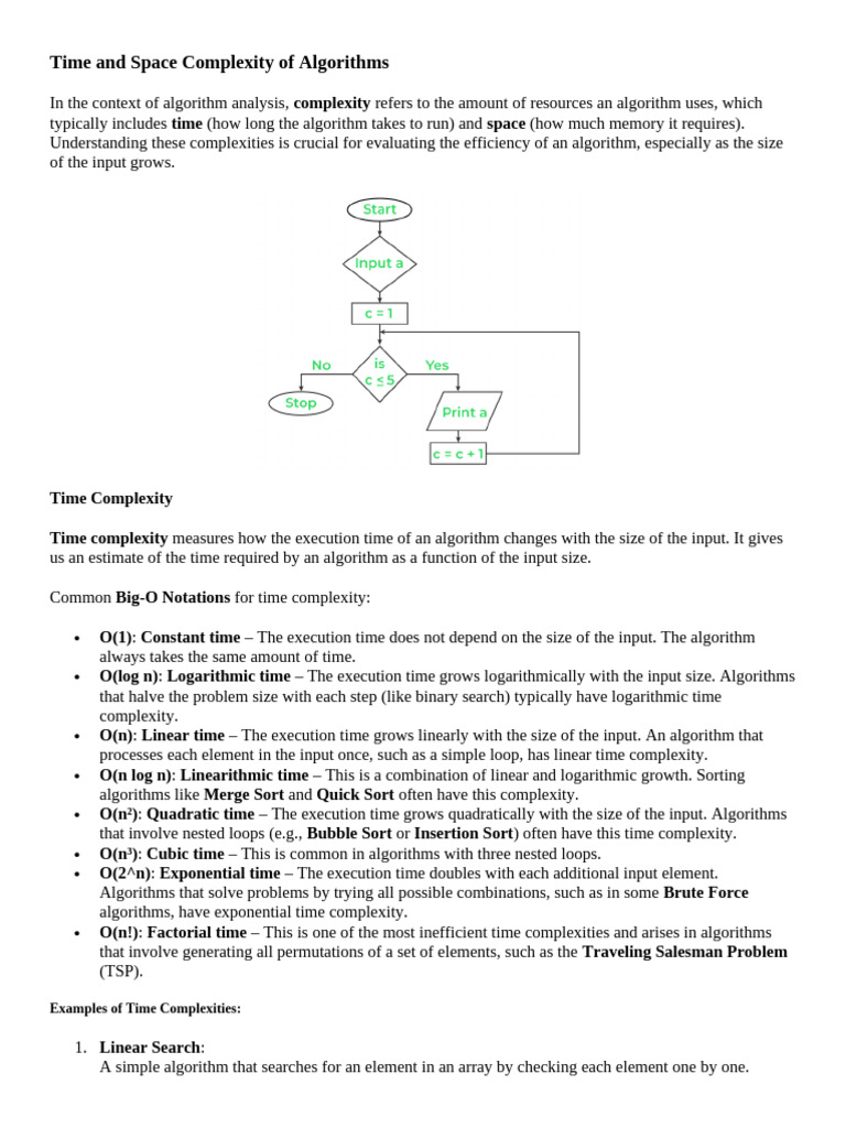 Complexities and Flowchart | PDF | Time Complexity | Algorithms And ...
