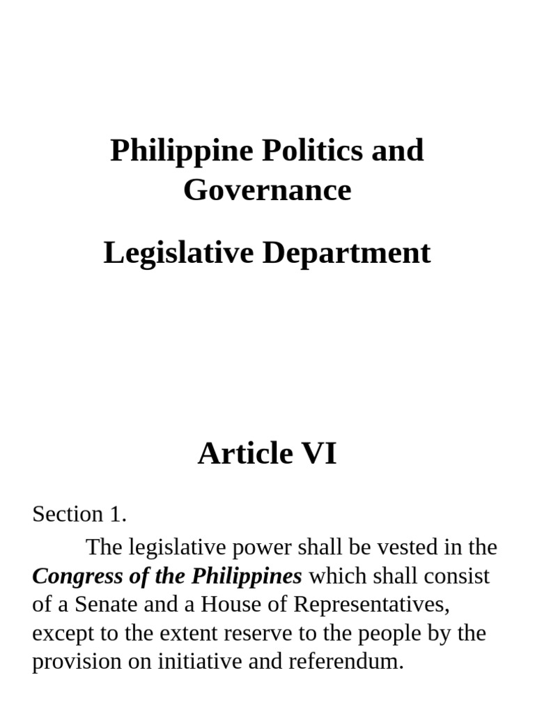 Philippine Legislative Power Overview | PDF | United States Congress ...