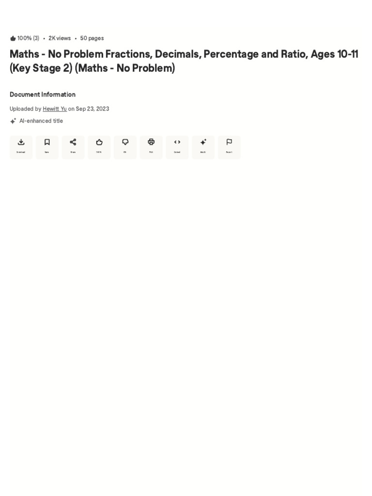 Maths - No Problem Fractions, Decimals, Percentage and Ratio, Ages 10 ...