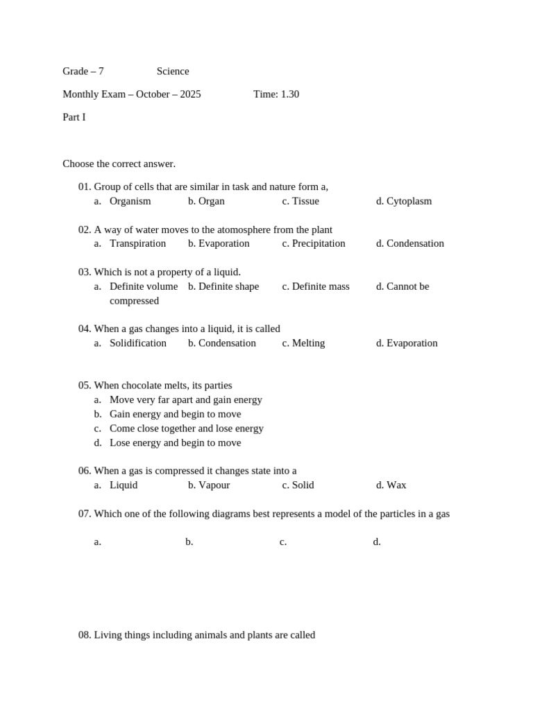 Grade 7 Science Full Checked | PDF | Gases | Liquids