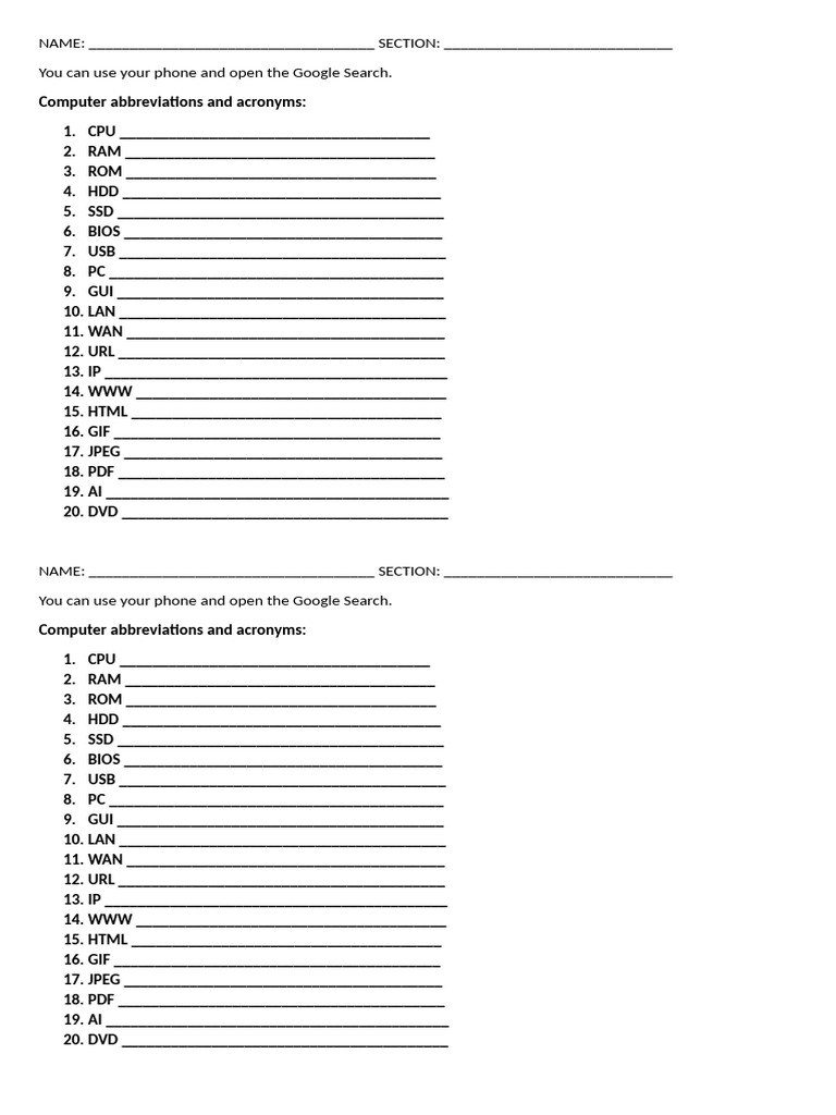 Computer Abbreviations and Acronyms | PDF