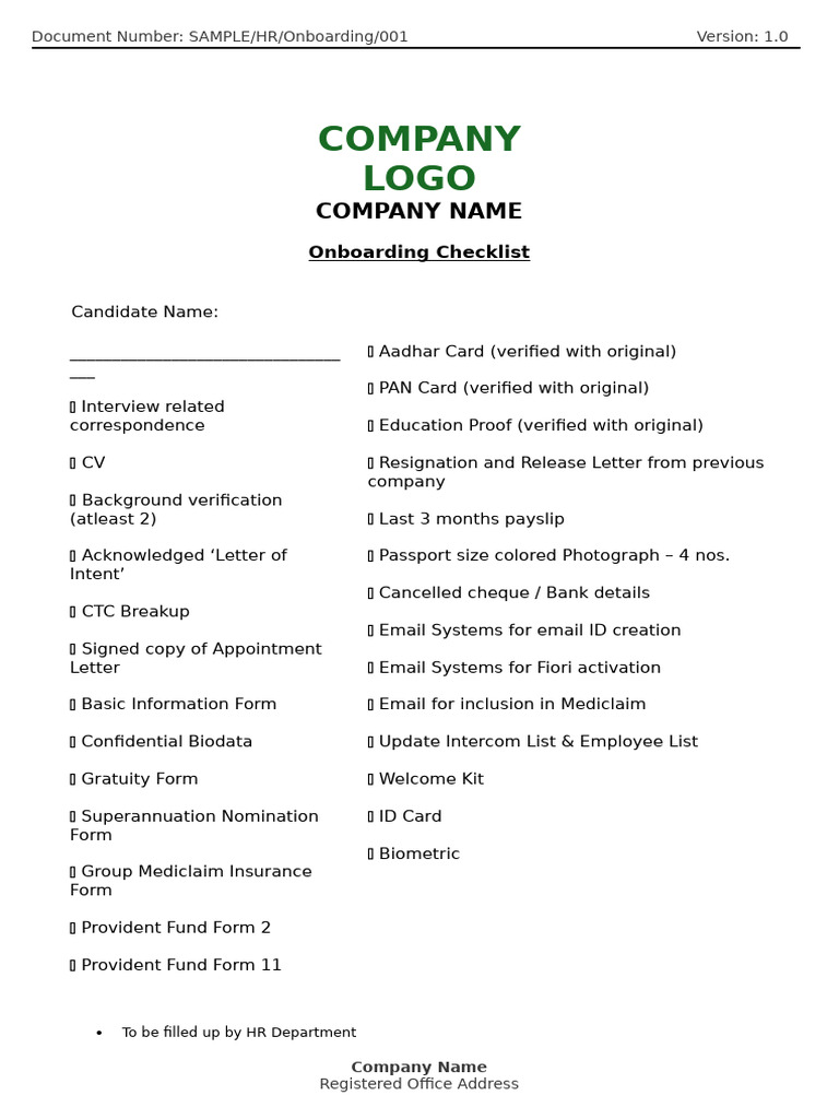 New Recruit Onboarding Checklist | PDF
