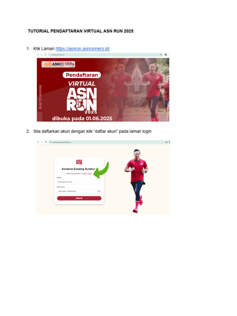 Panduan Pendaftaran ASN Run 2025 | PDF