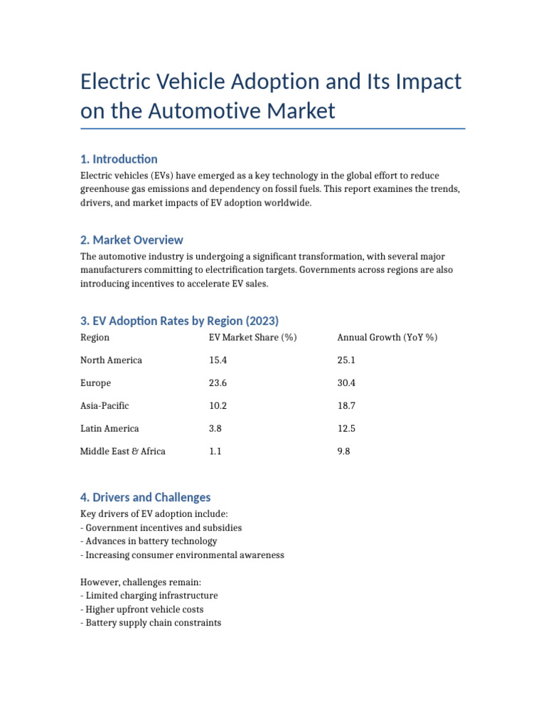EV Adoption Trends and Market Impact | PDF