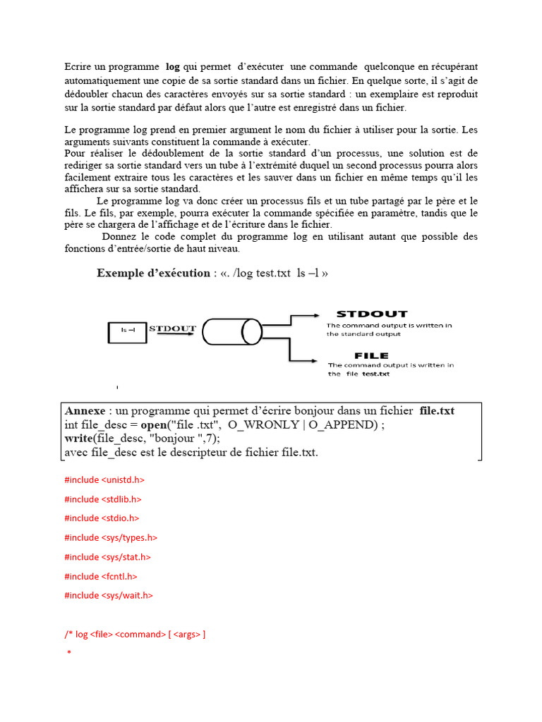 Programme log pour dupliquer la sortie | PDF | Fichier texte ...
