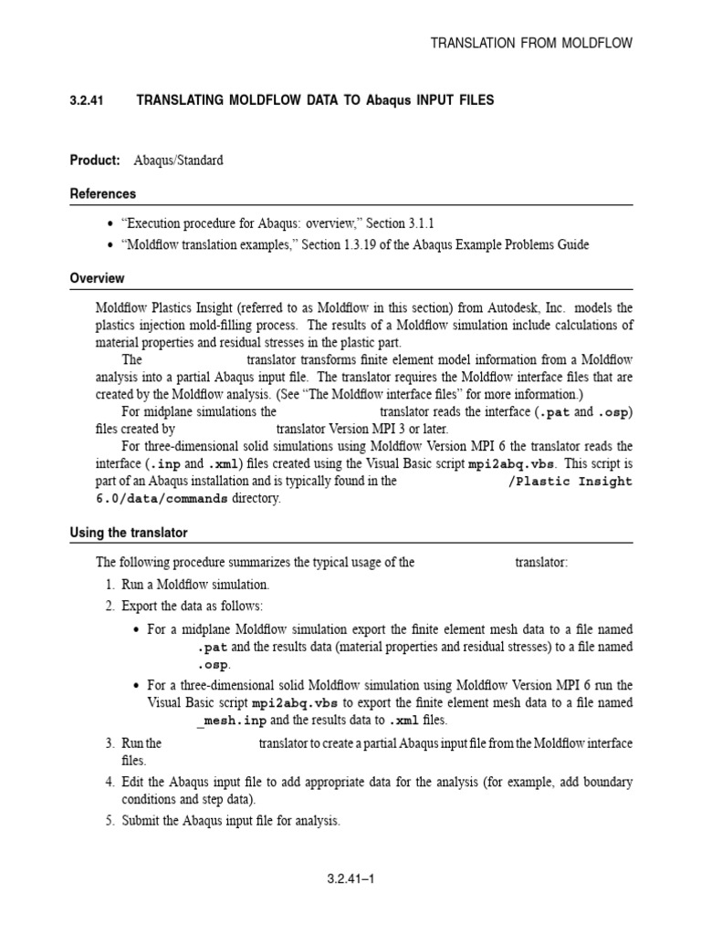 Moldflow to Abaqus Input File Guide | PDF | Stress (Mechanics) | Finite ...