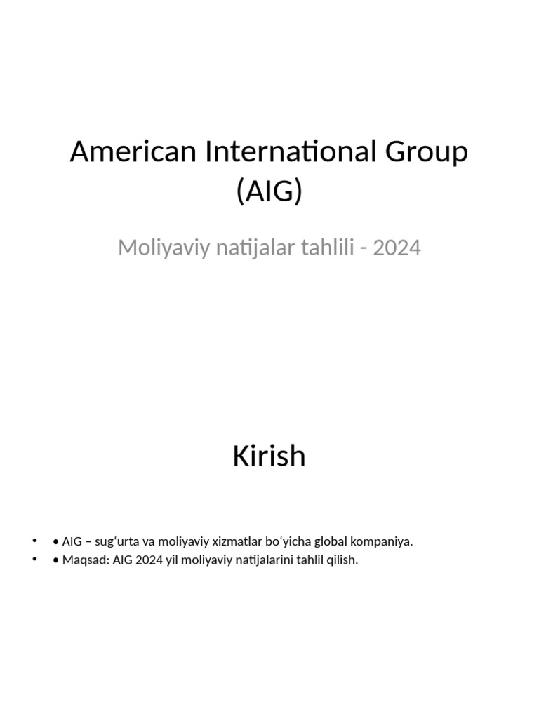 AIG Moliyaviy Tahlil Full | PDF
