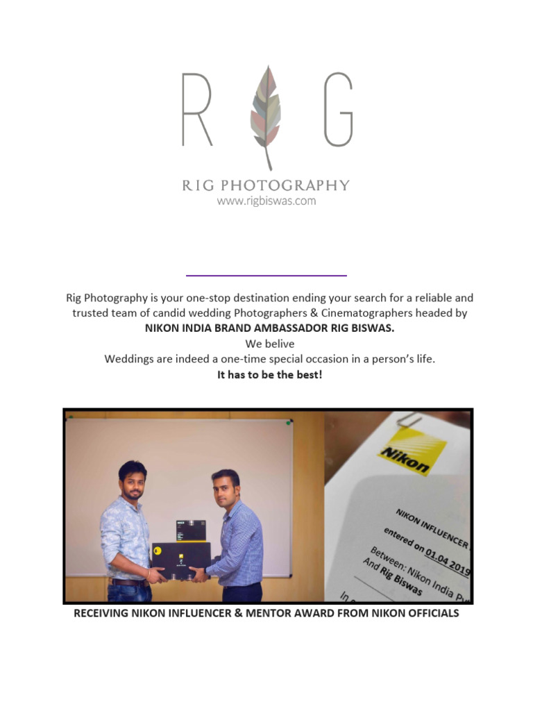 Rig Photography Wedding Packages | PDF | Photographer | Wedding Photography