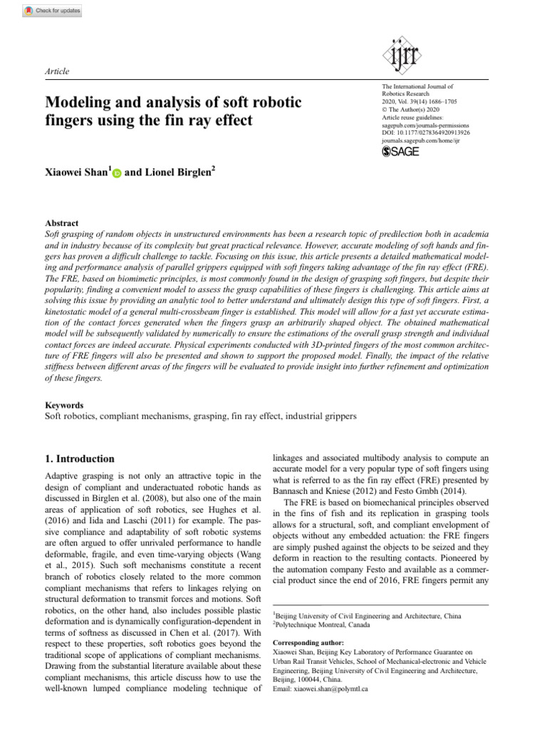 Soft Robotic Fingers: Fin Ray Effect Analysis | PDF | Beam (Structure ...