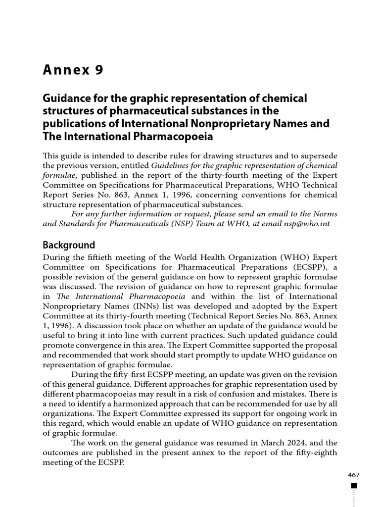 TRS 1060 (2025) Annex 9 Guidance for the Graphic Representation of Chemical Structures of ...