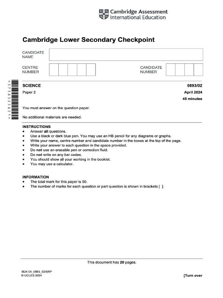 Science Checkpoint Paper 2 | PDF