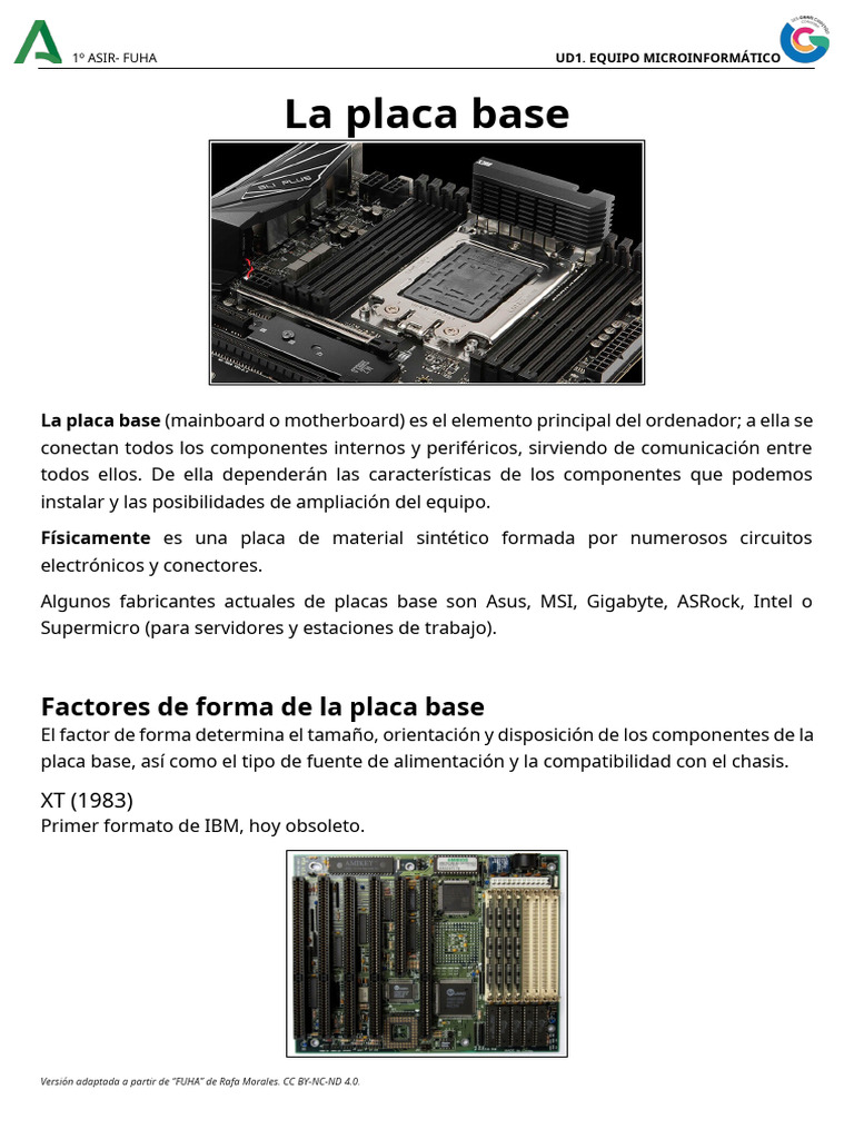 03 - La Placa Base | PDF | Ingenieria Eléctrica | Compatibles con PC Ibm