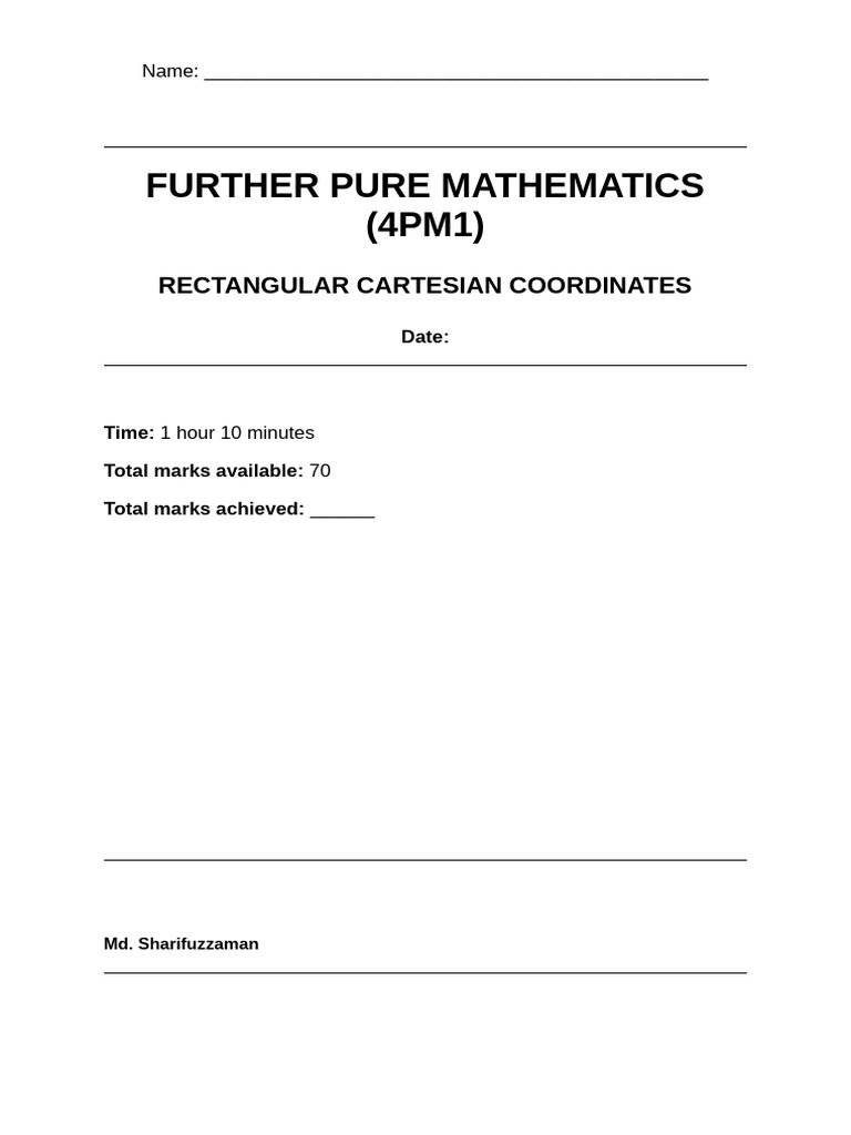 Further Pure Mathematics Exam Questions | PDF | Equations | Circle
