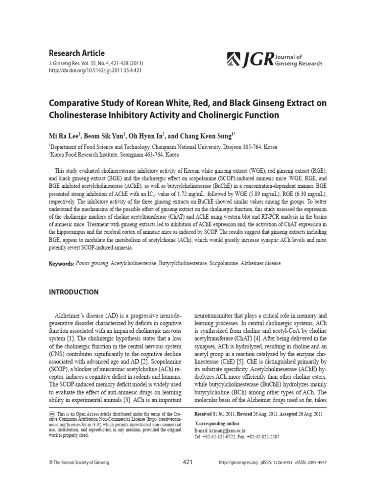 Comparative Study of Korean White, Red, and Black Ginseng Extract On ...