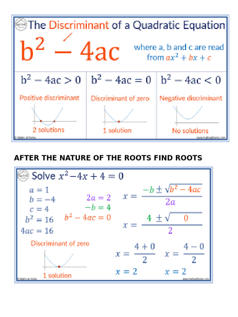 Discriminant and Quadratic Formula | PDF