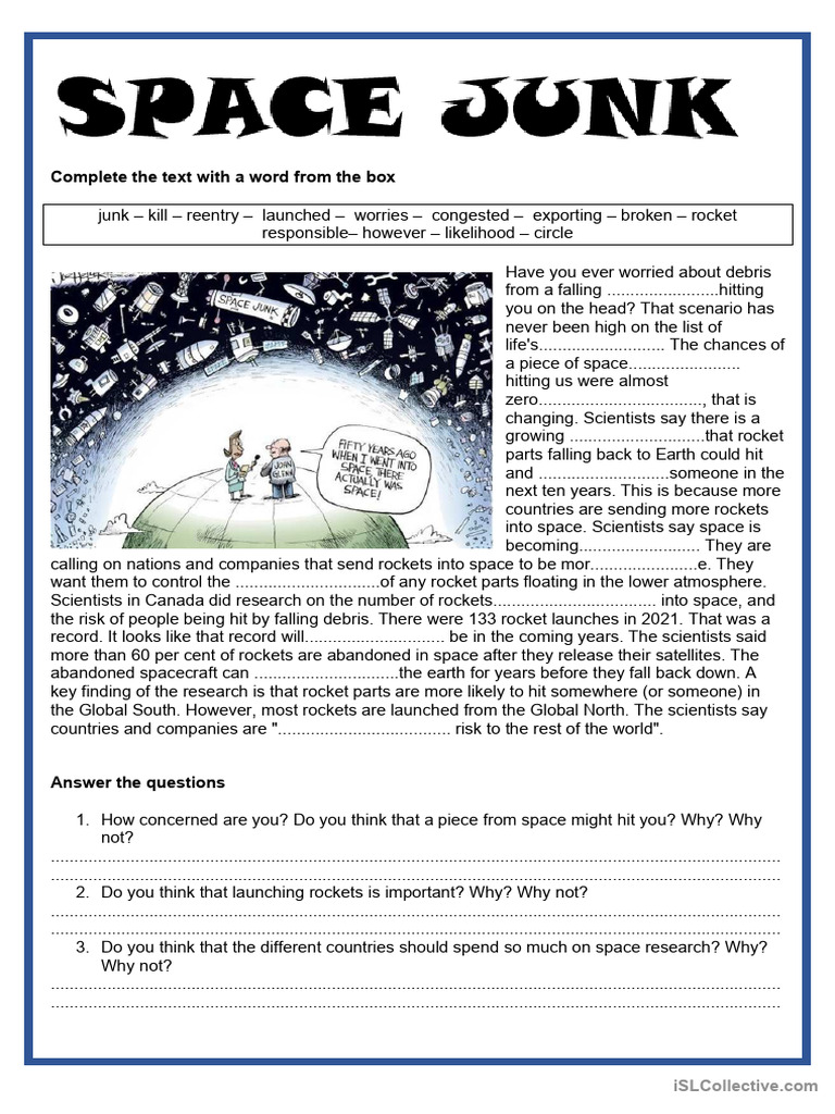 Easy Reading - Space Junk | PDF | Space Debris | Outer Space