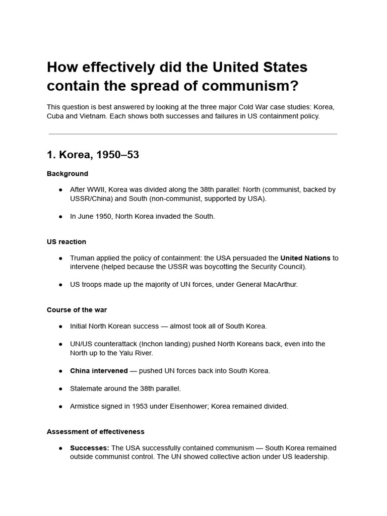 How Effectively Did The United States Contain The Spread of Communism ...