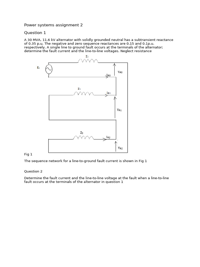 Power Systems Fault Analysis Assignment | PDF