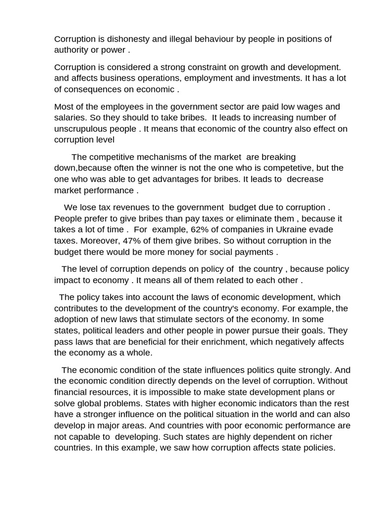 Impact of Corruption on Economic Growth | PDF