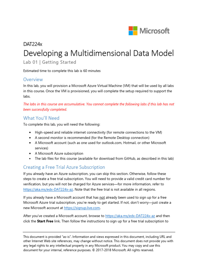 DAT224x Lab01 | PDF | Remote Desktop Services | Microsoft Sql Server