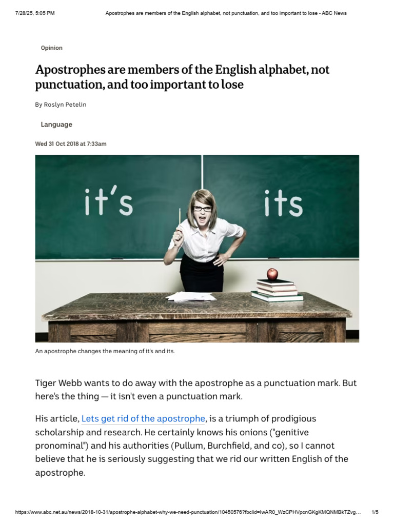 Apostrophes Are Members of The English Alphabet, Not Punctuation, and ...