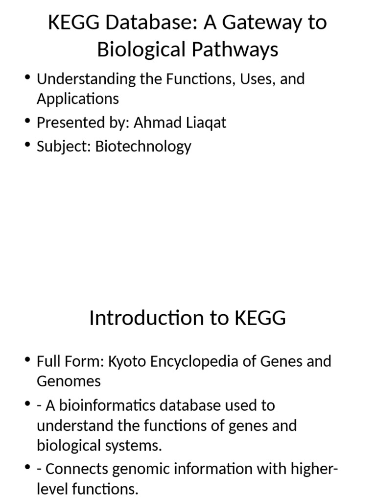KEGG Database Presentation | PDF