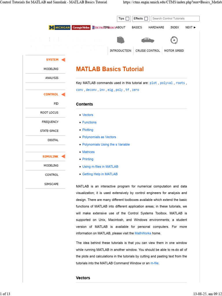 Control Tutorials For MATLAB and Simulink - MATLAB Basics Tutorial ...